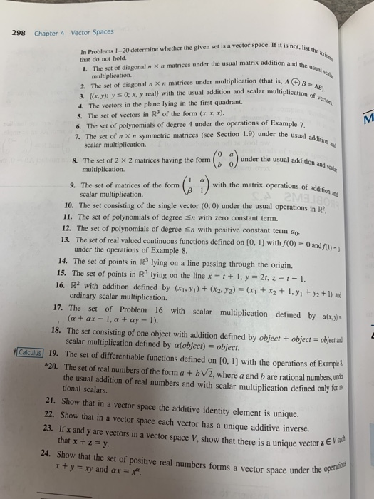 Solved 298 Chapter 4 Vector Spaces not. list the ax In | Chegg.com