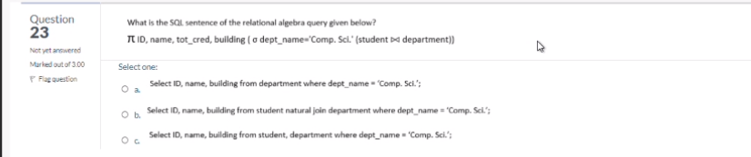 Solved Question 23 What is the SQL sentence of the | Chegg.com