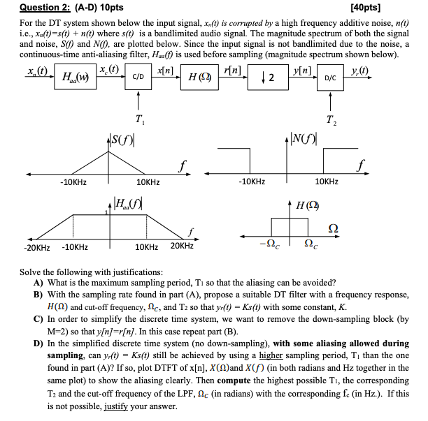 Question 2: (A-D) 10pts [40pts] For the DT system | Chegg.com