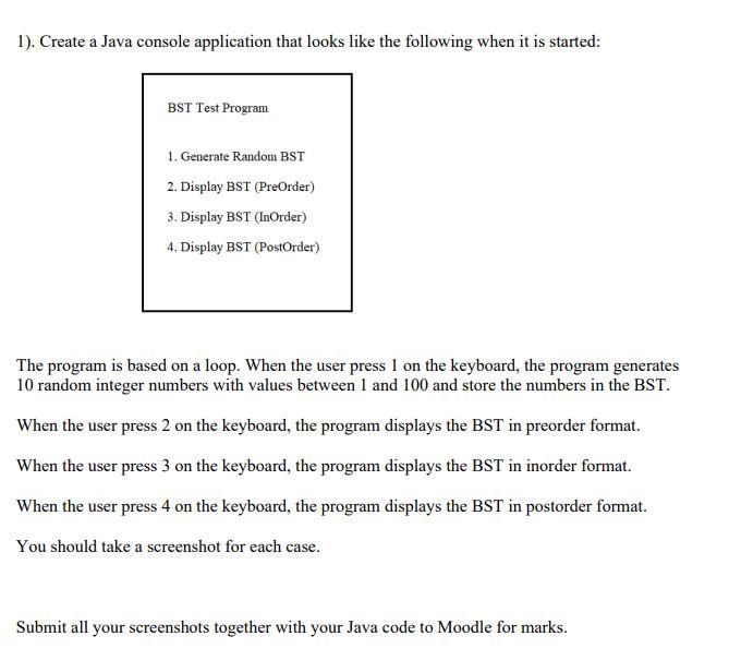 Solved 1). Create a Java console application that looks like | Chegg.com