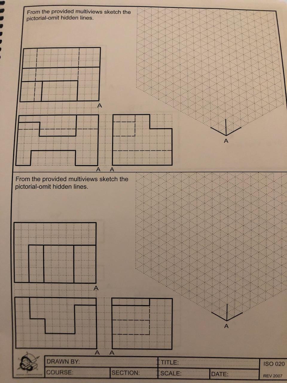 Solved From the provided multiviews sketch the | Chegg.com