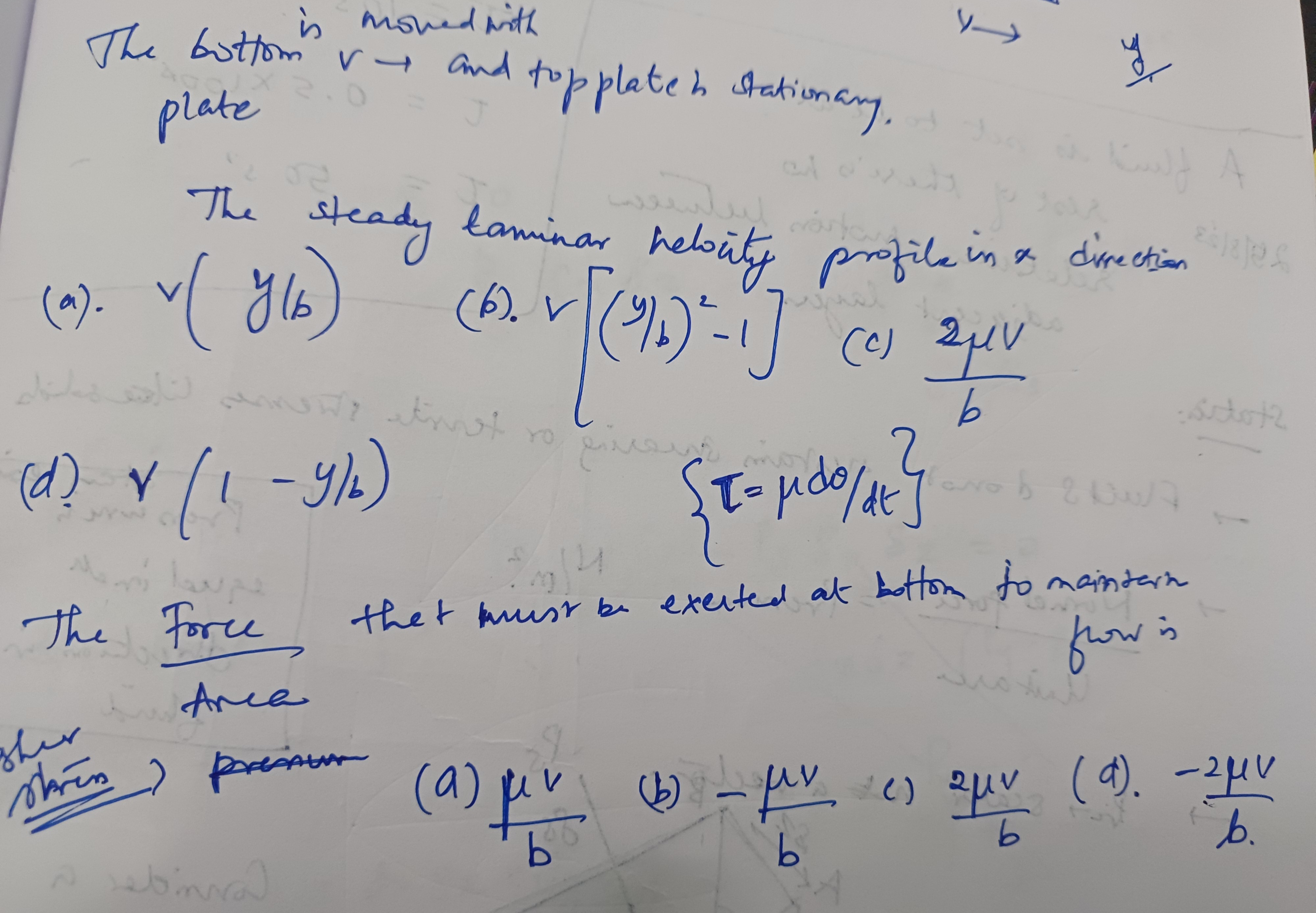 Solved A Newtonian Fluid of viscocity flows between 2 | Chegg.com