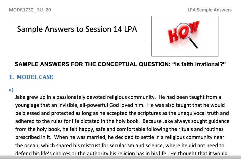 MODR1730_SU_20 LPA Sample Answers Sample Answers to | Chegg.com