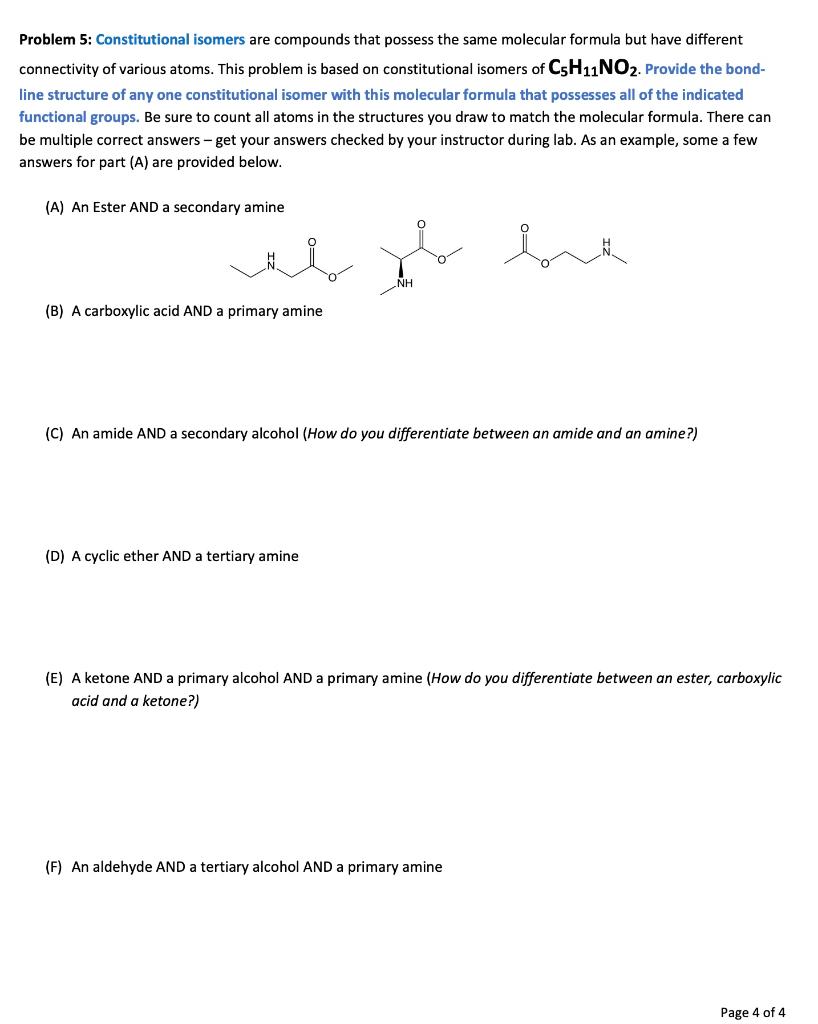 Solved Problem 5: Constitutional isomers are compounds that | Chegg.com