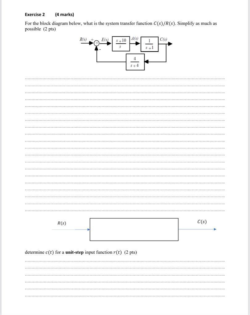 Solved Exercise 2 (4 marks) For the block diagram below, | Chegg.com Solved Exercise 2 (4 marks) For the block diagram below, | Chegg.com