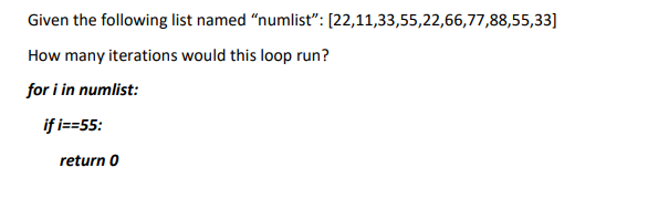 Solved Given the following list named "numlist": | Chegg.com