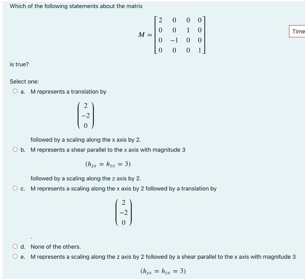 Solved Which of the following statements about the matrix | Chegg.com
