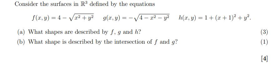 Solved Consider the surfaces in R3 defined by the equations | Chegg.com