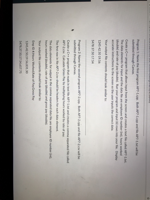 Solved Program 1: Name the first program AP7-1.cpp. Both | Chegg.com