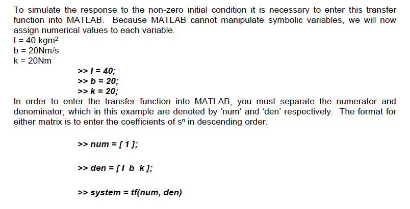 Solved To simulate the response to the non-zero initial | Chegg.com