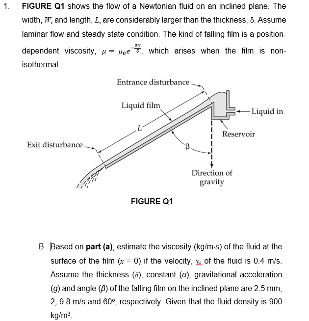 Solved 1. FIGURE Q1 shows the flow of a Newtonian fluid on | Chegg.com