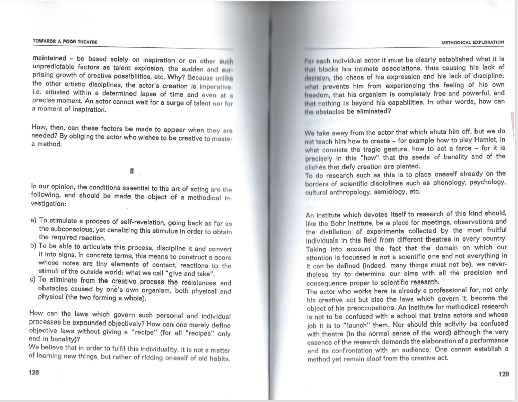 Solved two selections by Jerzy Grotowski about actors and | Chegg.com