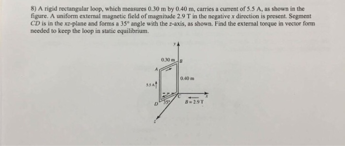 Solved A rigid rectangular loop, which measures 0.30 m by | Chegg.com