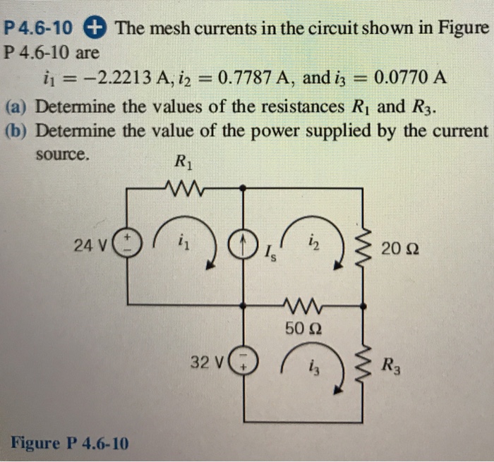 Solved The mesh currents in the circuit shown in Figure P | Chegg.com