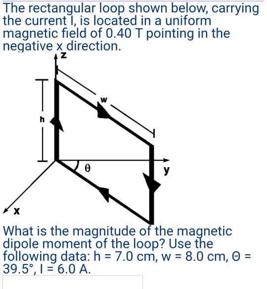 Solved The rectangular loop shown below, carrying the | Chegg.com