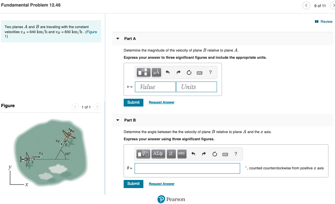 Solved Fundamental Problem 12.46 9 of 11 Review Two planes A | Chegg.com