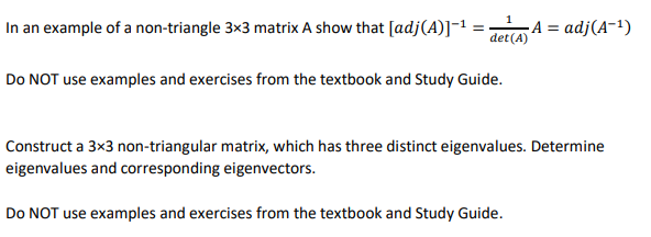 Solved In an example of a non-triangle 3x3 matrix A show | Chegg.com