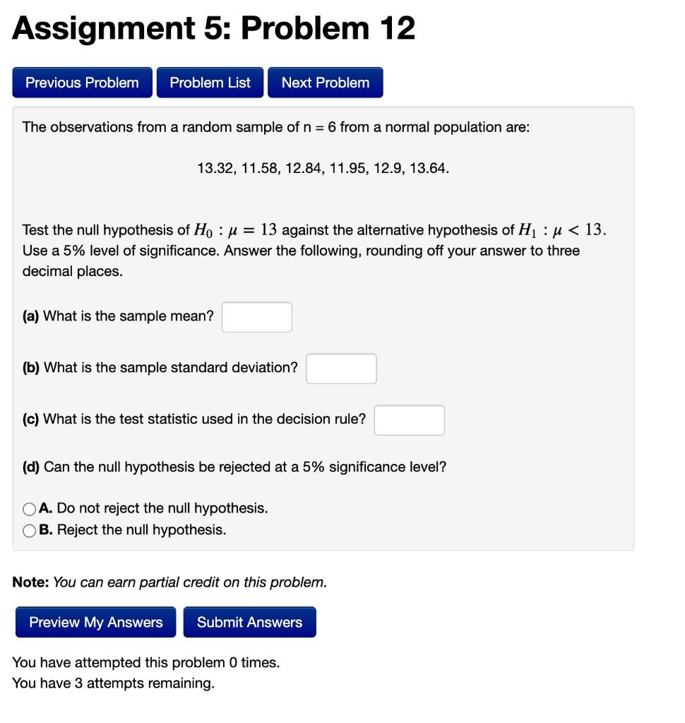 Solved Assignment 5 Problem 12 Previous Problem Problem 8976
