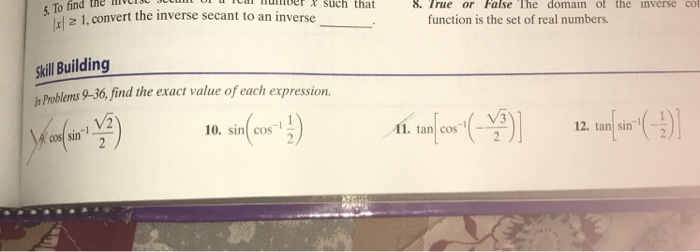 Solved In problems 9-36, find the exact value of each | Chegg.com