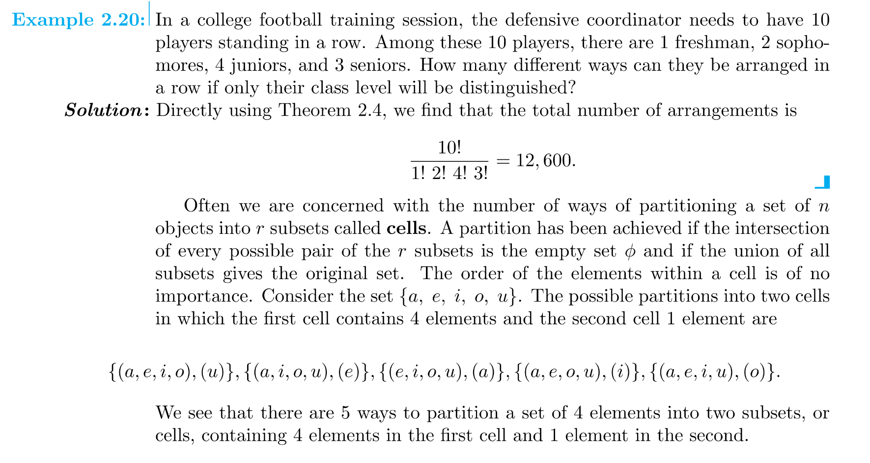 Solved Example 2.20: In a college football training session, | Chegg.com
