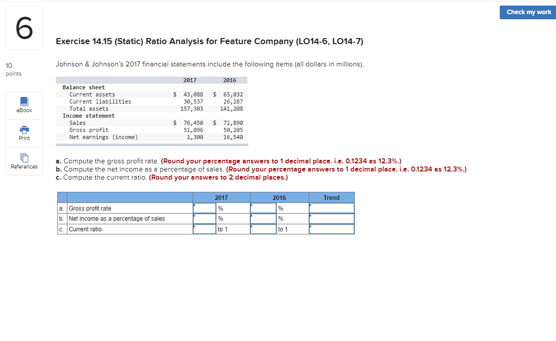 Solved Exercise 14.15 (Static) Ratio Analysis for Feature | Chegg.com