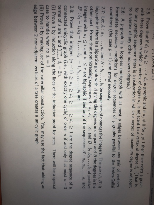 2.5. Prove that if d2 d2-2 dn ls graphic and if djメ0 | Chegg.com