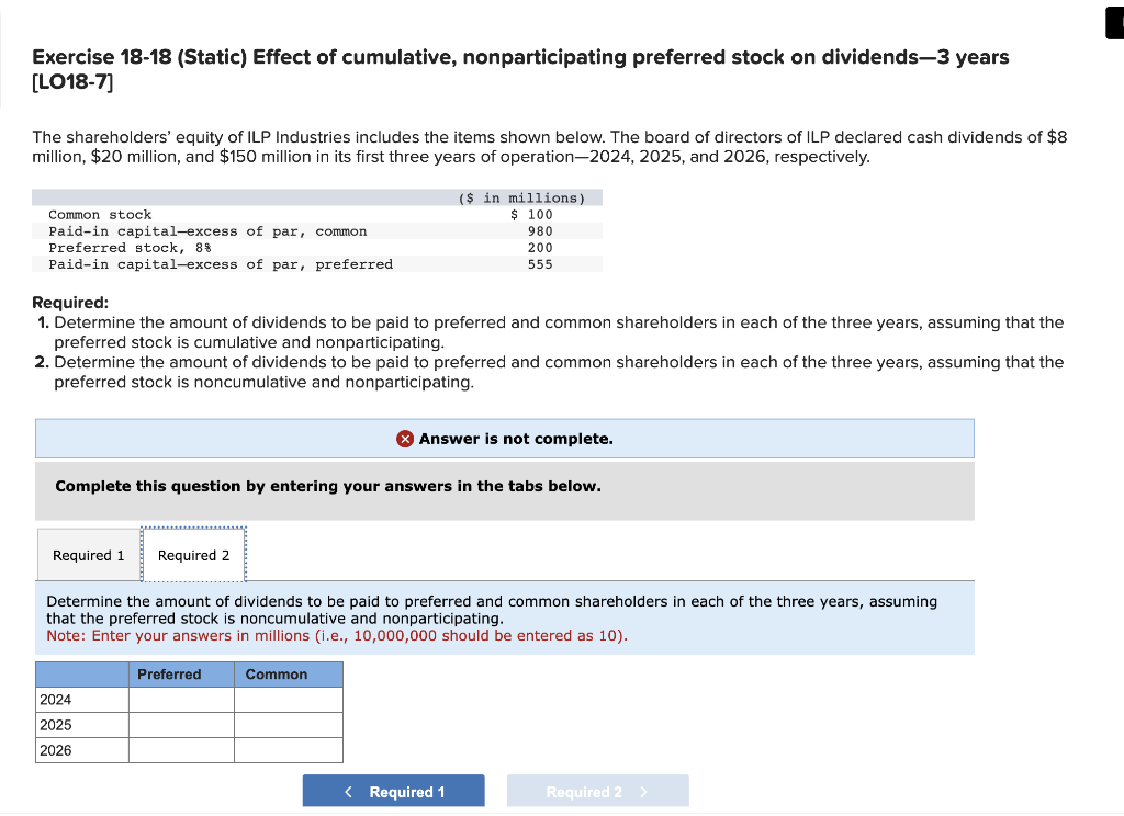 Solved Exercise 18-18 (Static) Effect of cumulative, | Chegg.com