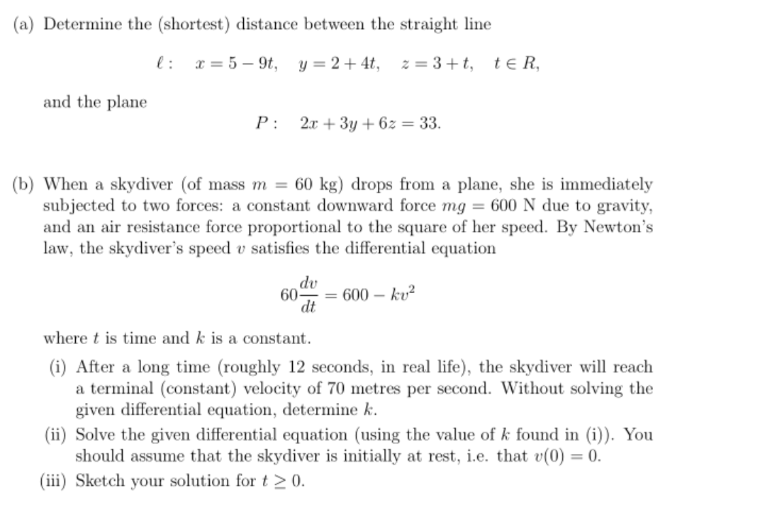 Solved (a) Determine the (shortest) distance between the | Chegg.com