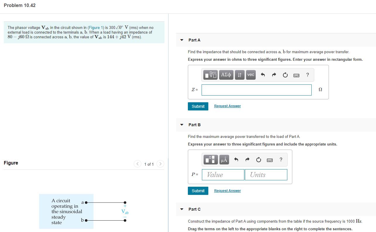 Solved The phasor voltage Vab in the circuit shown in | Chegg.com