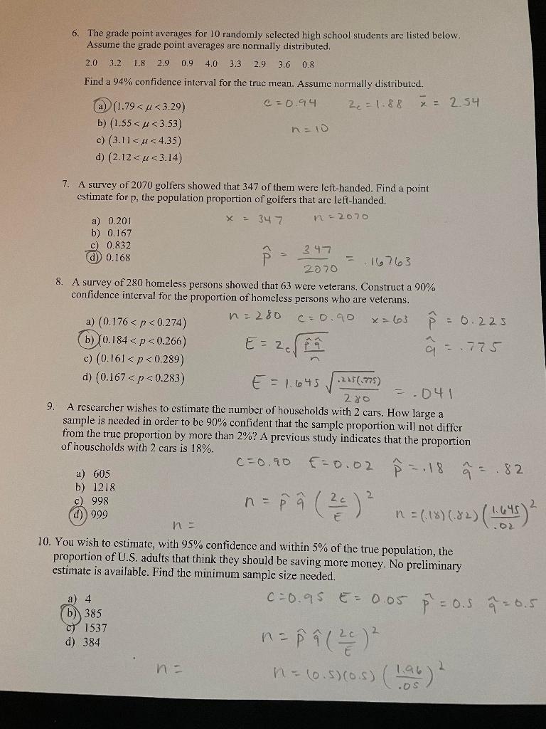 Solved 1. Given the same sample statistics, which level of | Chegg.com
