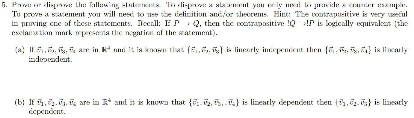 Solved 5. Prove or disprove the following statements. To | Chegg.com