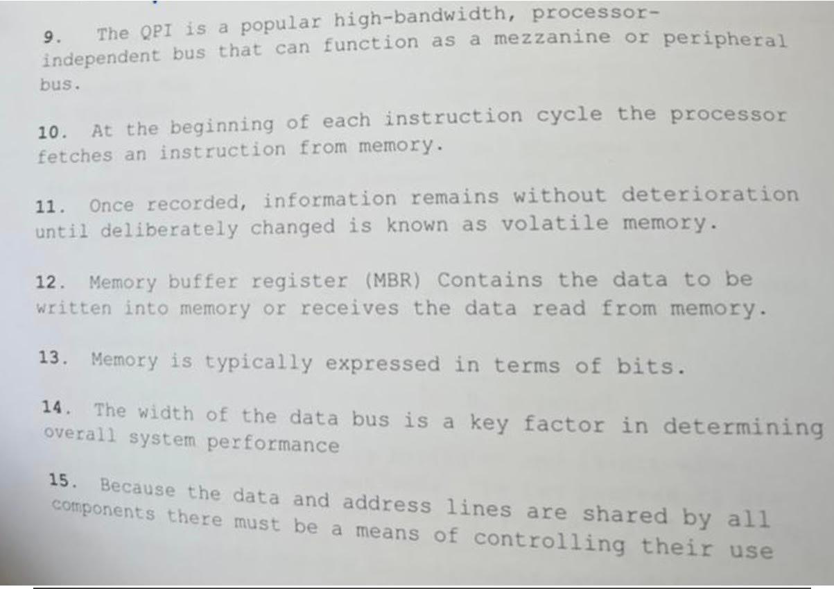 Solved 9. The QPI is a popular high-bandwidth, | Chegg.com