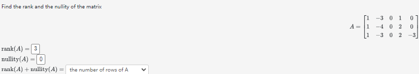 Solved Find the rank and the nullity of the matrix | Chegg.com