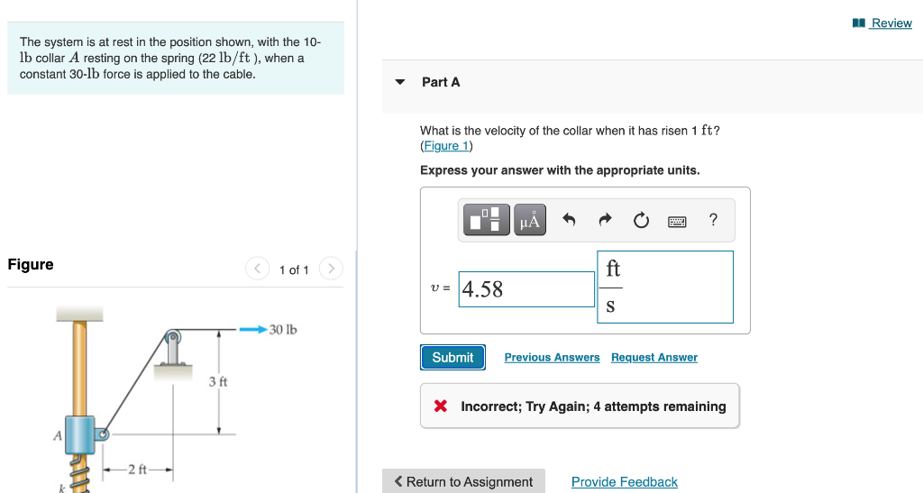 Solved Review The system is at rest in the position shown, | Chegg.com