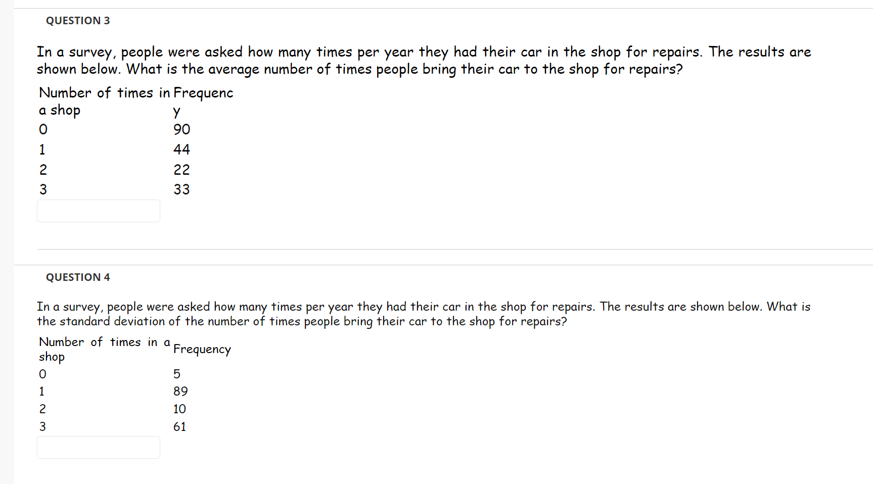 Solved In a survey, people were asked how many times per | Chegg.com