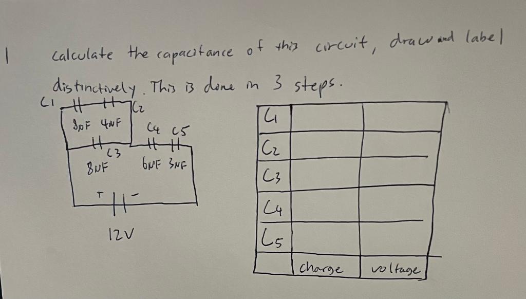 Solved Calculate the capacitance of this circuit, draw and | Chegg.com