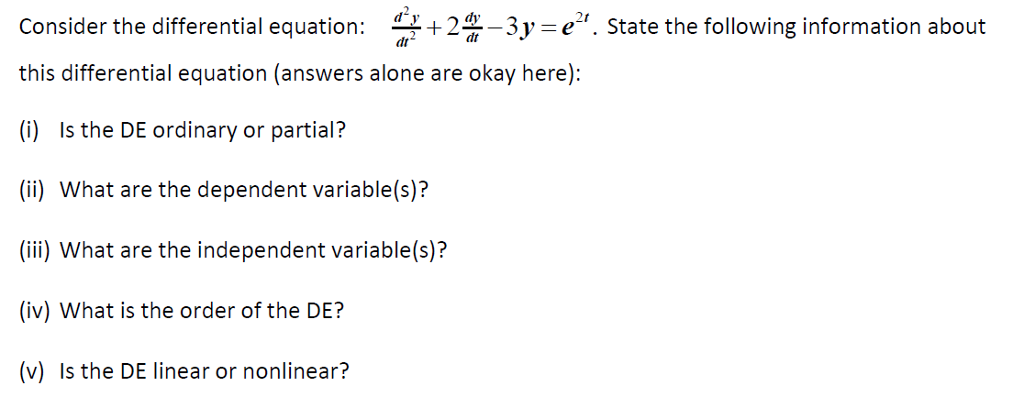 Solved Consider the differential equation: 3-. State the | Chegg.com