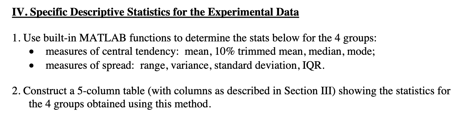 Put any MATLAB commands used in Sections III - VI | Chegg.com