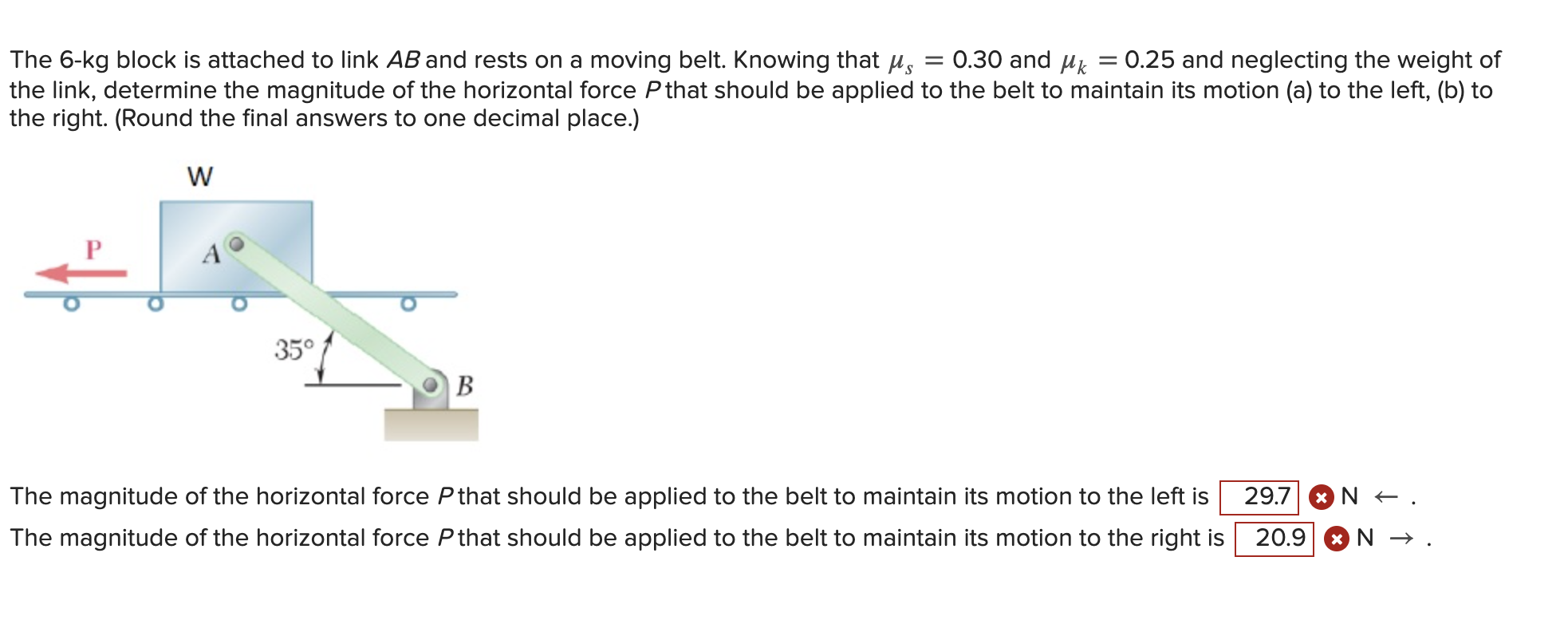 Solved The 6-kg block is attached to link AB and rests on a | Chegg.com