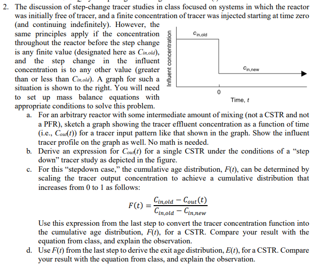 Solved 2. The discussion of step-change tracer studies in | Chegg.com