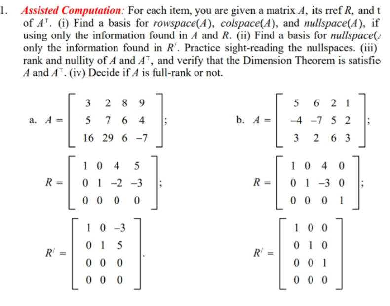 Solved 1. Assisted Computation: For each item, you are given | Chegg.com