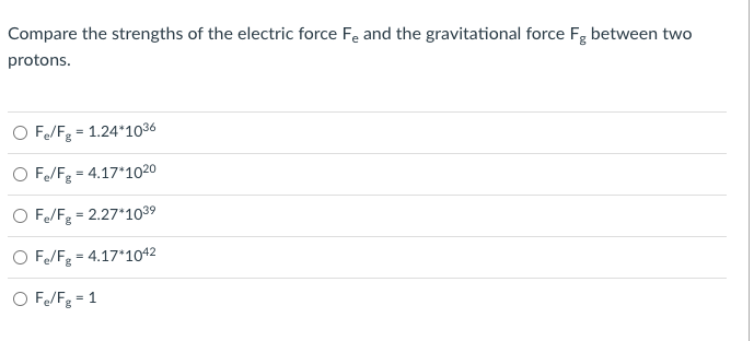 Solved Compare the strengths of the electric force Fe and | Chegg.com