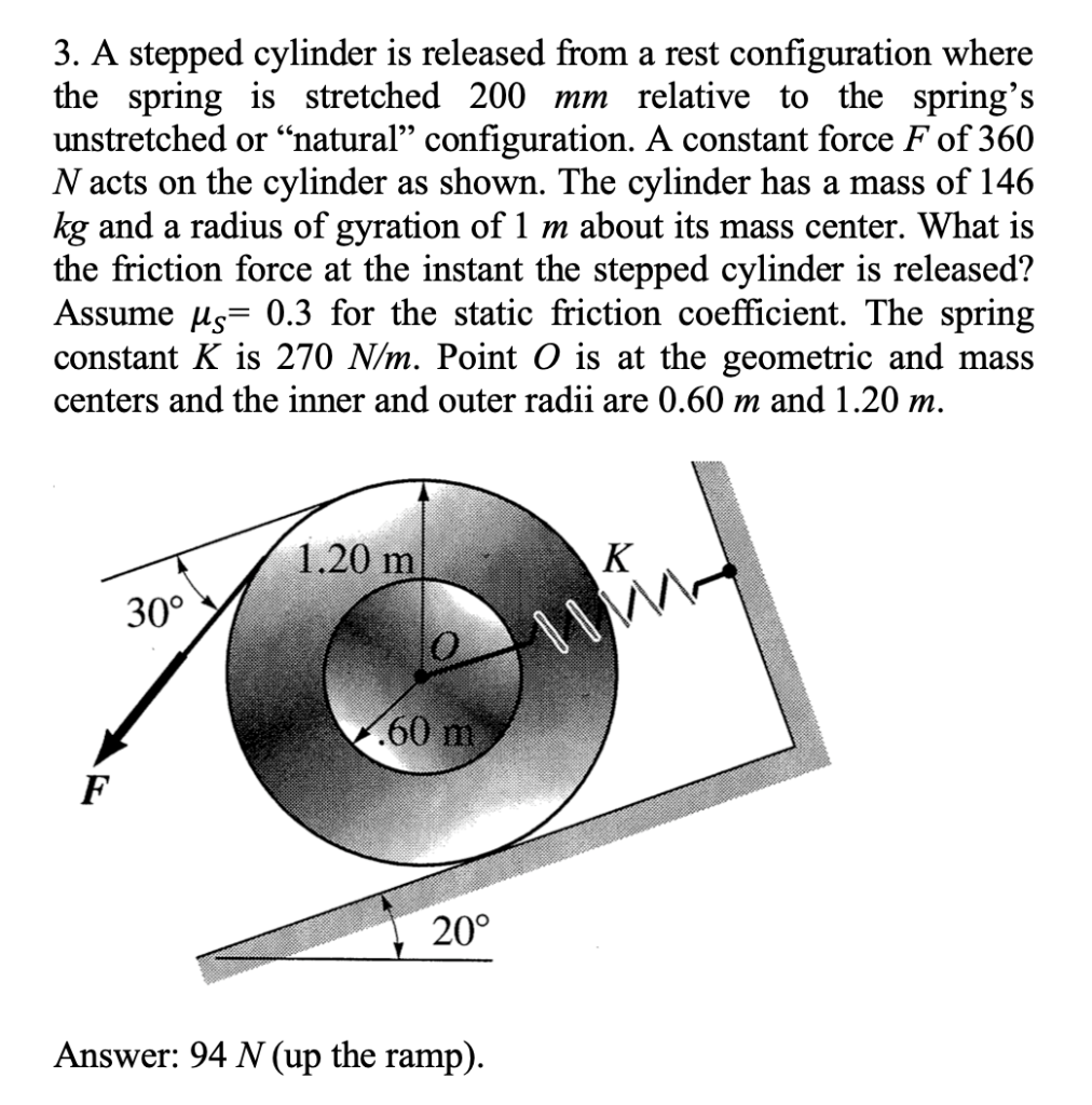 Solved 3. A stepped cylinder is released from a rest | Chegg.com