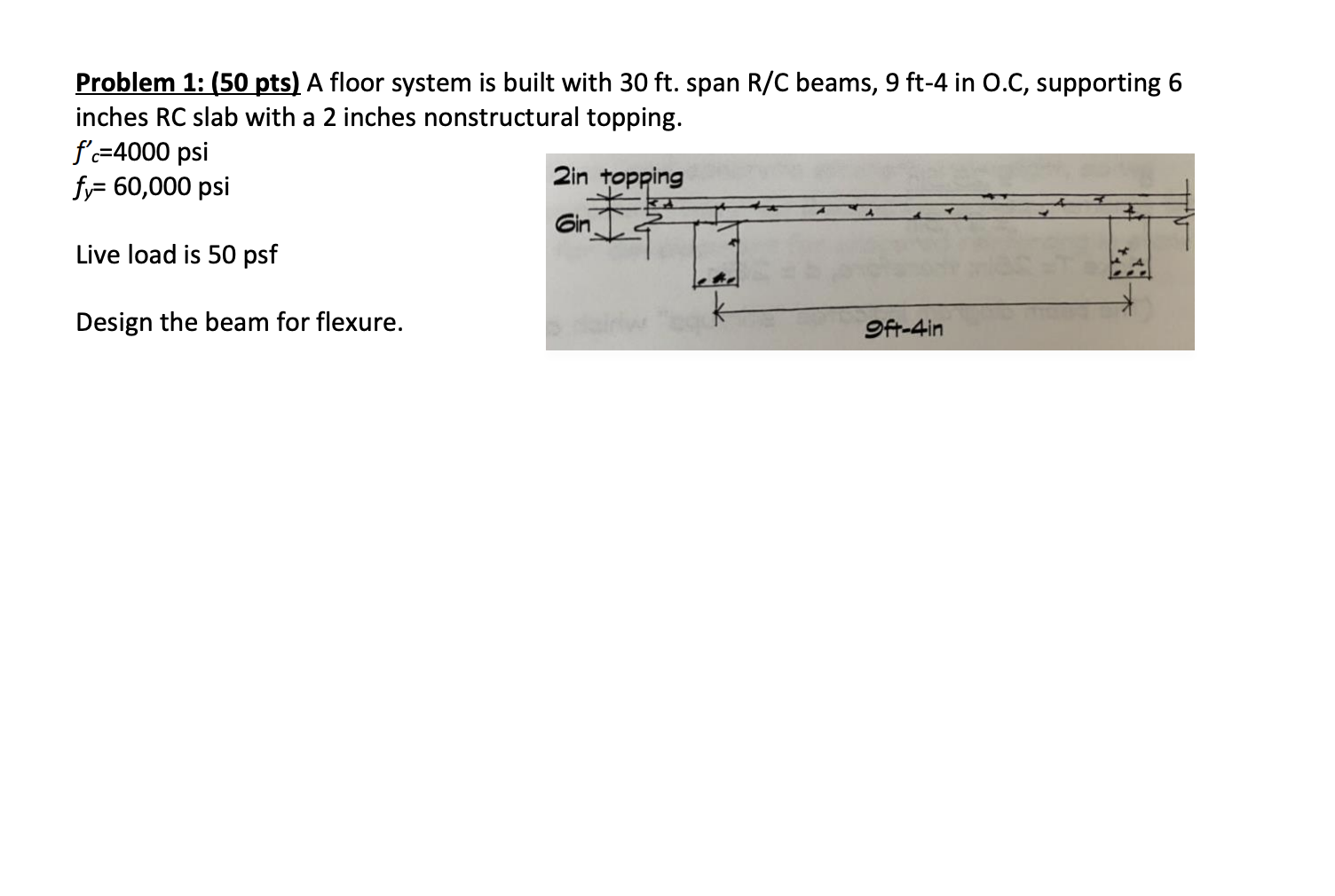 Solved Problem 1: (50 pts) A floor system is built with | Chegg.com