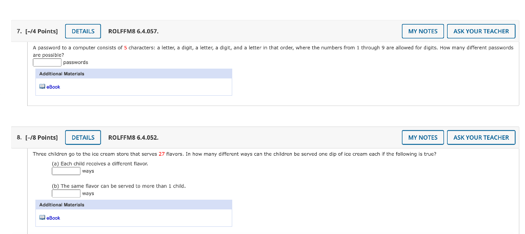 Solved 7. [-14 Points] DETAILS ROLFFM8 6.4.057. MY NOTES ASK | Chegg.com