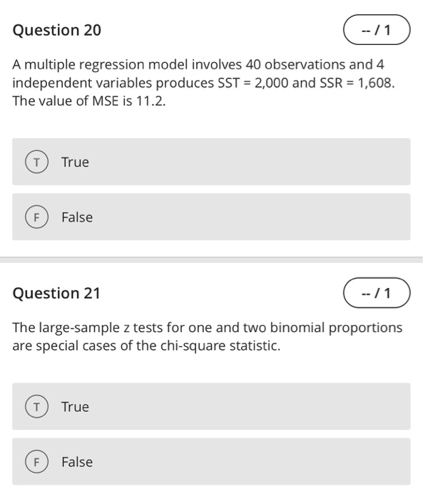 Solved Question 20 A multiple regression model involves 40 | Chegg.com