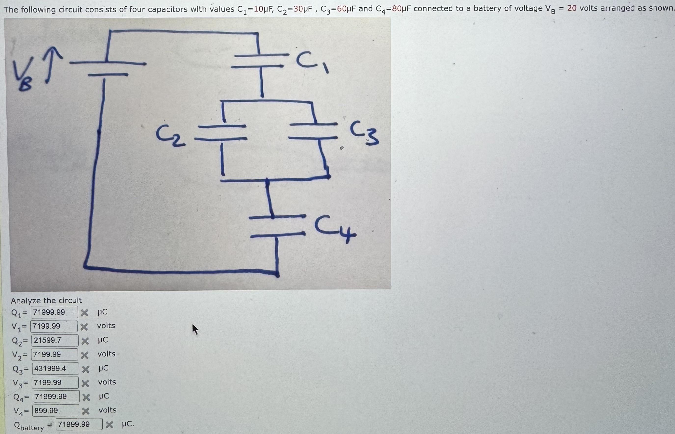 Solved The following circuit consists of four compacitiors | Chegg.com