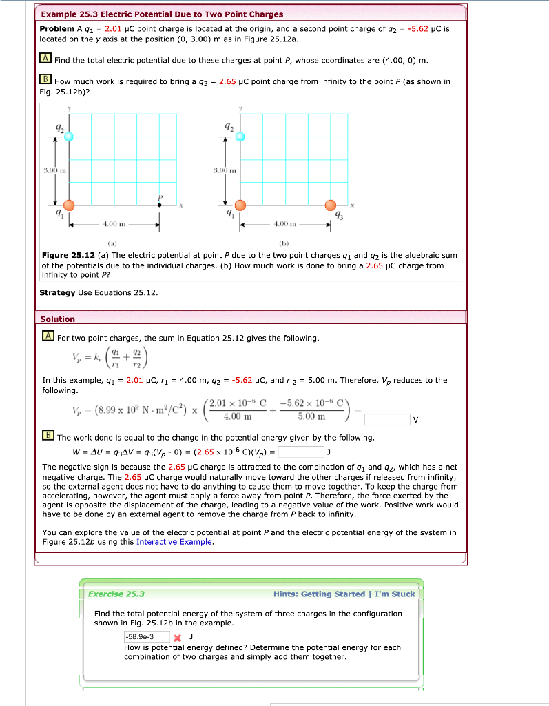 Solved Example 25.3 Electric Potential Due to Two Point | Chegg.com