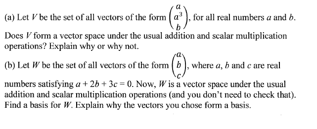 Solved (a) Let V be the set of all vectors of the form aj, | Chegg.com