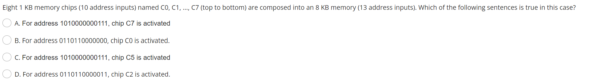 Solved 256-byte memory chips (8 address inputs) are composed | Chegg.com
